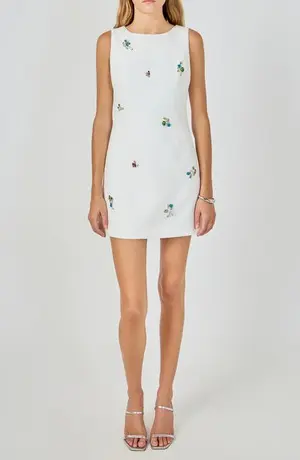Endless Rose Rhinestone Detail Sleeveless Sheath Minidress