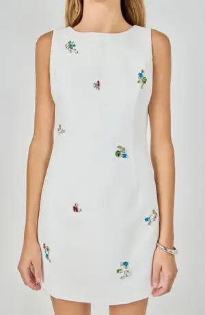 Endless Rose Rhinestone Detail Sleeveless Sheath Minidress