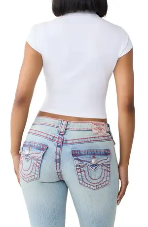 True Religion Crystal Embellished Graphic Stretch Cotton Baby Tee - Optic White