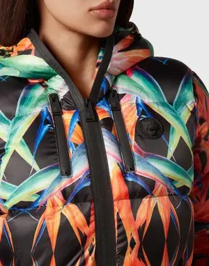 PLEIN SPORT Nylon Puffer Jacket Flowers
