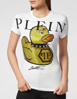 Philipp Plein Rhinestone Embellished Duck T-shirt - White