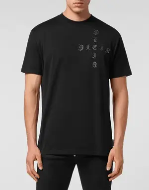 Philipp Plein T-shirt Round Neck Gothic Plein Men Black/black