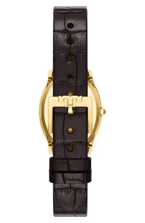Tory Burch Eleanor Curve Faux Leather Strap Watch