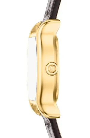 Tory Burch Eleanor Curve Faux Leather Strap Watch