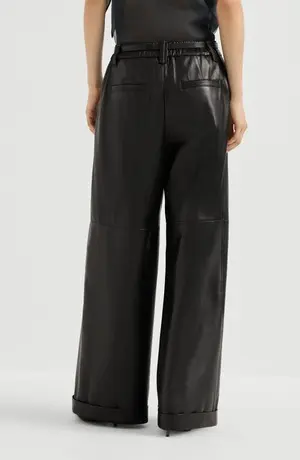 Brunello Cucinelli Nappa Leather Baggy Trousers