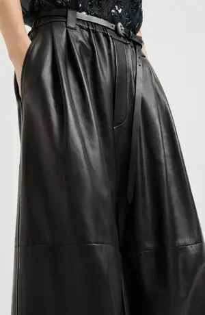 Brunello Cucinelli Nappa Leather Baggy Trousers
