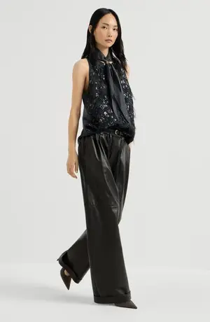 Brunello Cucinelli Nappa Leather Baggy Trousers