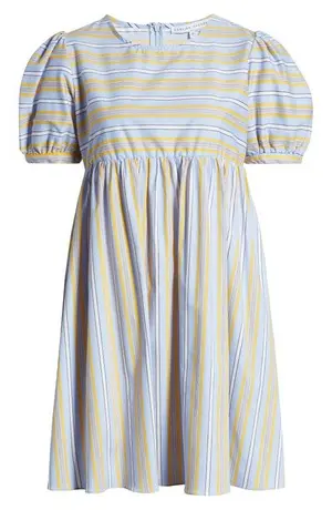 English Factory Stripe Puff Sleeve Dress