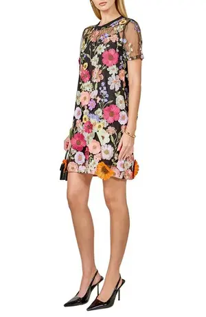 Endless Rose Floral Appliqué Shift Dress