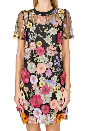 Endless Rose Floral Appliqué Shift Dress