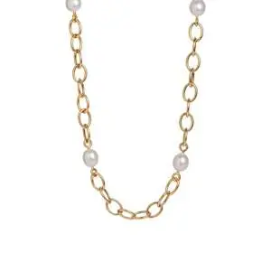 CHIARA TEDESCHI JEWELLERY Thick Chain Pearl Necklace - Gold