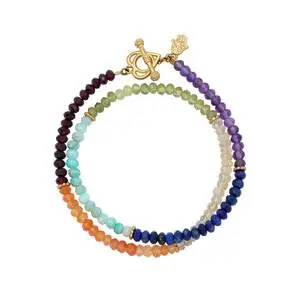 KARMA AND LUCK Chakra Bloom Gemstone Heart Wrap Bracelet