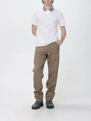 Burberry Short-sleeved Cotton Polo Shirt With Contrast Tipping - White