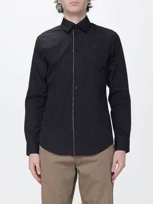 Burberry Slim Fit Cotton Shirt With French Collar And Embroidered Ekd Logo - Black