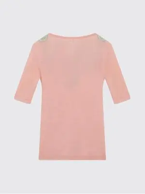 Chloé Slim Fit Ribbed Wool V-neck Top With Embroidery