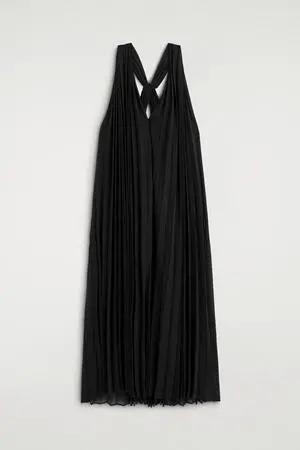 Cos Tie-detail Pleated Georgette Maxi Dress - Black