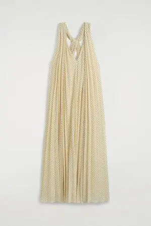 Cos Tie-detail Pleated Georgette Maxi Dress - Yellow