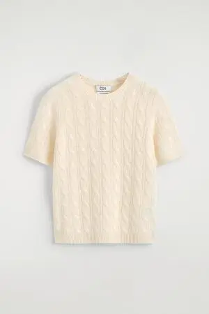 Cos Cable-knit Cashmere T-shirt - White