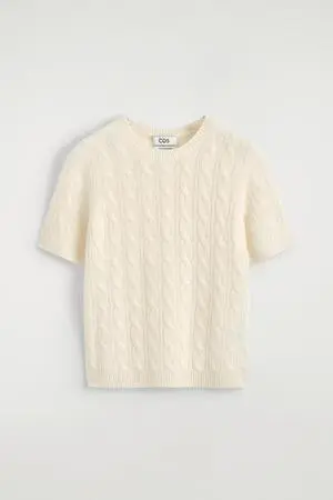 Cos Cable-knit Cashmere T-shirt - White