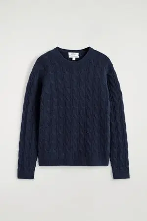 Cos Cable-knit Cashmere Sweater Navy
