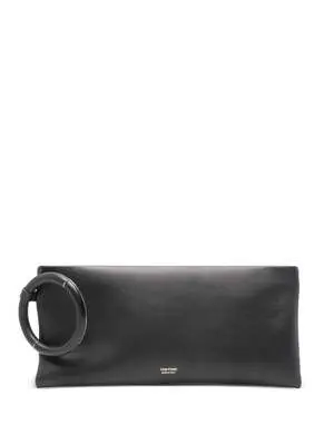 TOM FORD Leather Clutch With Ring Detail - Black