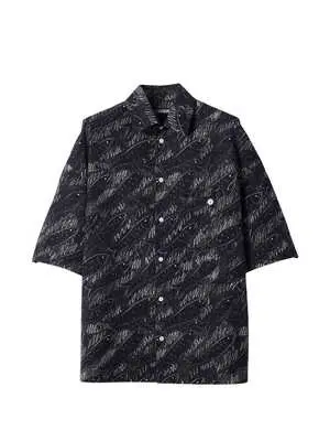 Jacquemus Rio Fish-print Short-sleeve Shirt - Black