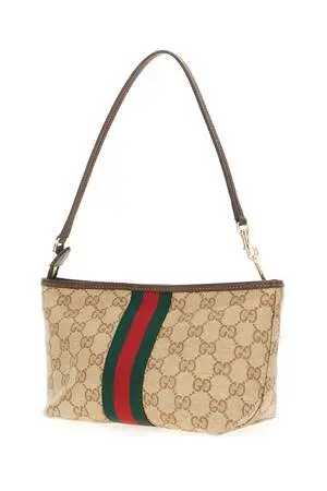 Gucci Monogrammed Canvas Shoulder Bag With Web Stripe - Multicolor