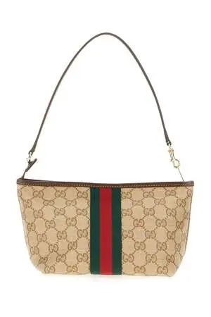 Gucci Monogrammed Canvas Shoulder Bag With Web Stripe - Multicolor