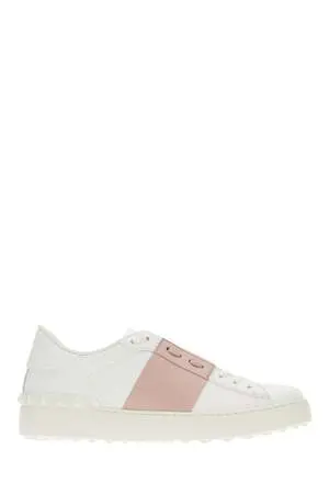 Valentino Garavani White Leather Sneakers With Pink Detail