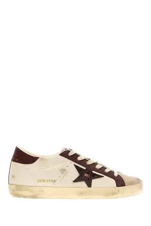 GOLDEN GOOSE White And Burgundy Leather Sneakers - Multicolor