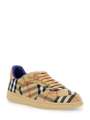 Burberry Low Top Sneakers With Check Motif - Multicolor