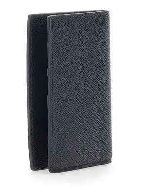 TOD'S Black Cardholder With Metallic Logo Lettering In Grained Leather