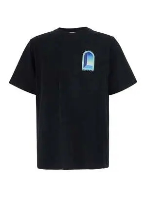 Casablanca Black T-shirt With Logo Print On The Front And Back In Cotton For - Multicolor