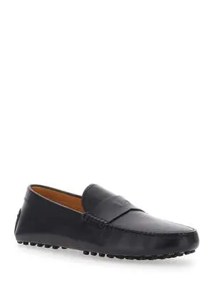 TOD'S Black Loafers With Rounded Toe And Low Heel In Leather For