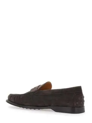 TOD'S Suede Loafers With Embossed Logo Monogram - Multicolor
