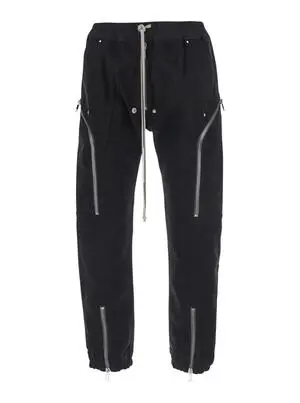 Rick Owens Heizer' Pants With Side Zip Cargo Pockets In Cotton For - Black