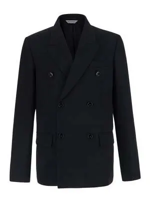 Balenciaga Black Double-breasted Jacket With Peak Revers In Wool For - Multicolor