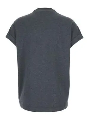 Brunello Cucinelli Monile Detail Cotton T-shirt - Gray