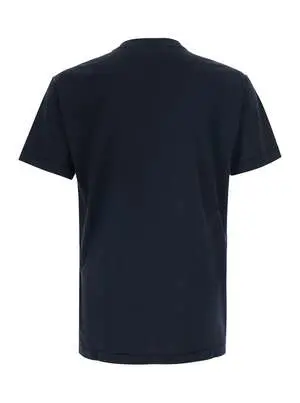 Stone Island Blue Crew Neck T-shirt With Logo Patch On The Front In Cotton For
