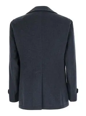 Tagliatore Coat With Notched Revers And Button Front Closure In Wool