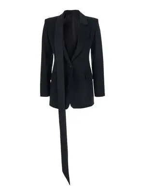 Attico Black Single-breasted Jacket With Notched Revers And Oversized Strap Detail In Wool For - Multicolor