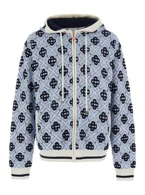 Casablanca Wool Monogram Zip-up Hooded Sweatshirt - Multicolor