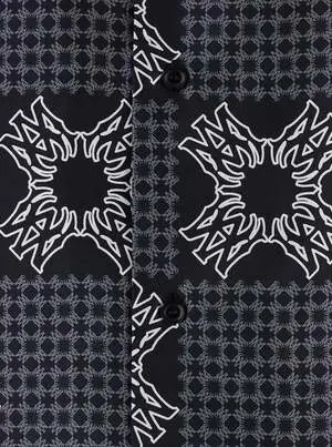 Amiri Bowling Shirt With Cuban Collar And All-over Geometric Print In Silk For - Black