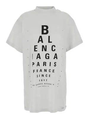 Balenciaga White T-shirt With Logo Printed On The Front And Torn Details In Cotton - Multicolor