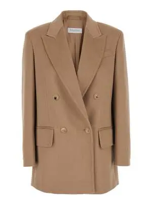 Max Mara Olimpia' Beige Double-breasted Jacket With Peak Revers In Wool - Multicolor