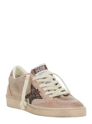 GOLDEN GOOSE Ballstar Shoes With Suede Upper And Glitter Star Detail - Pink