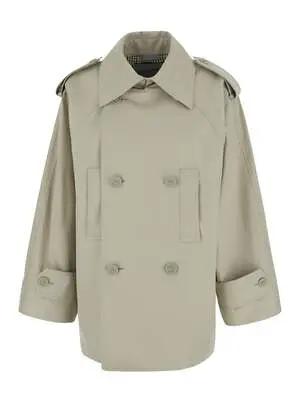 Balenciaga Cotton Twill Double Breasted Trench Coat - Multicolor