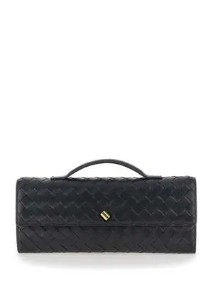 Bottega Veneta Clutch 'andiamo' With Handle And Intreccio Motif In Leather For - Black