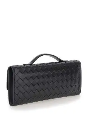 Bottega Veneta Andiamo Clutch With Handle - Black