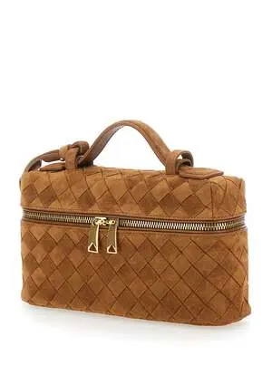 Bottega Veneta Suede Intreccio Crossbody Bag - Brown